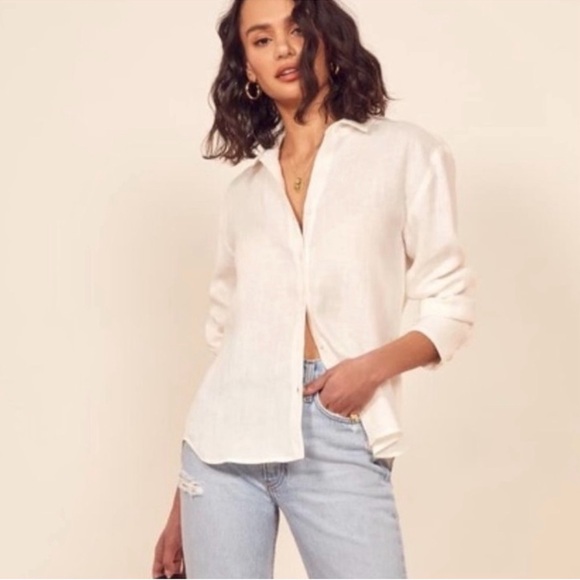 Reformation | Tops | Reformation White Button Down Shirt | Poshmark